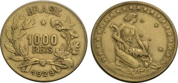 BRASILIEN 1000 Reis 1929 aEF | MA-Shops
