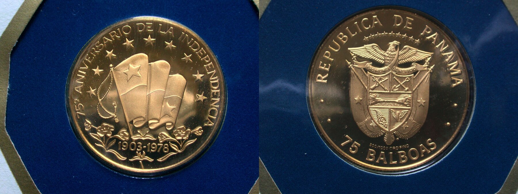 PANAMA 75 Balboa 1978 75 Jahre Unabhängigkeit Proof | MA-Shops