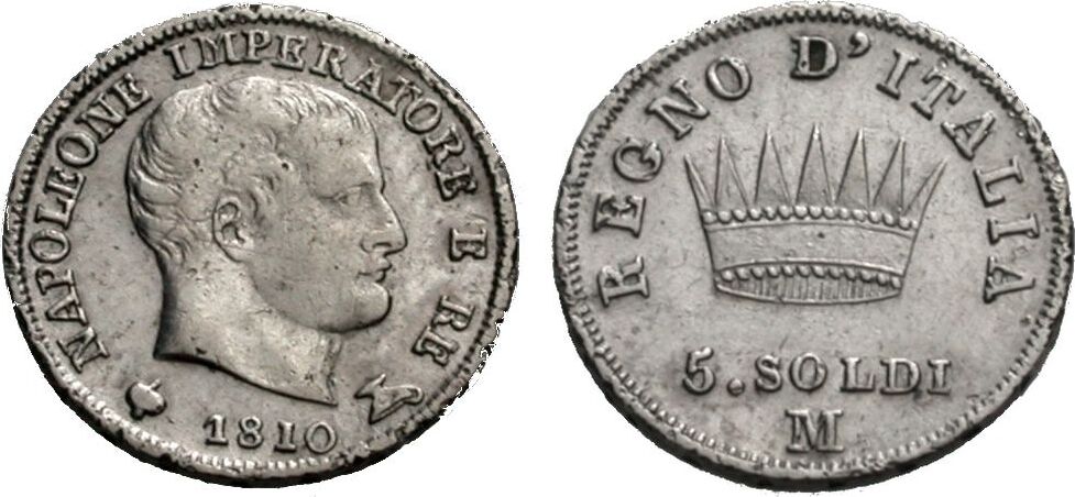 ITALIEN 5 Soldi 1810 M Napoleon I. VF | MA-Shops