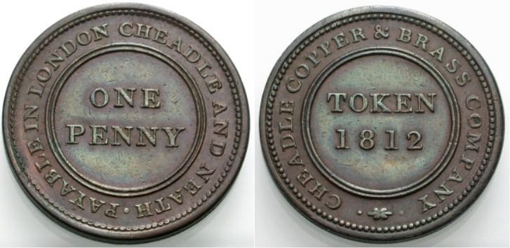ENGLAND Penny-Token 1812 Cheadle Copper & Brass Co. EF | MA-Shops