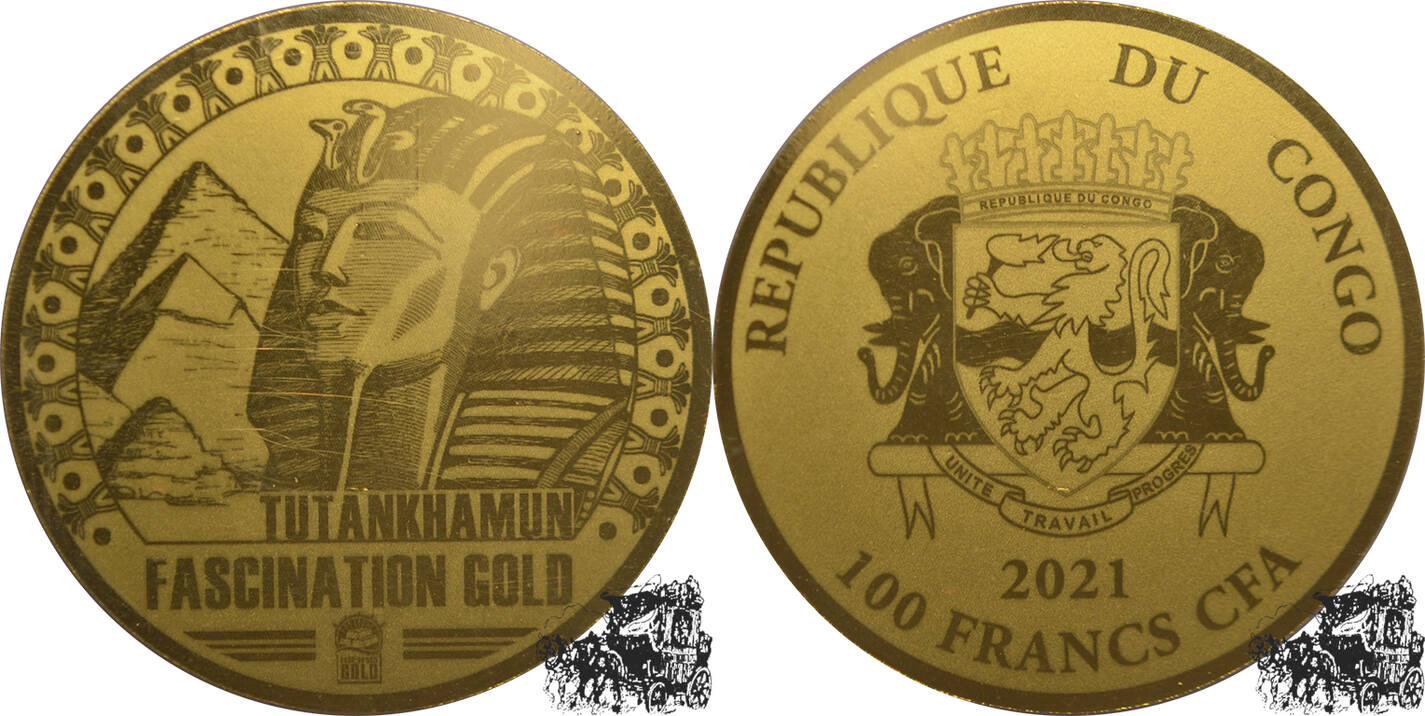 Kongo 100 Francs CFA 2022 100 Francs 2021 - Tutankhamun, 1/200 Oz. PP | MA-Shops