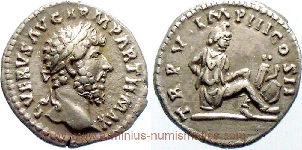 Roman Empire Denar 165 n. Chr. Lucius Verus, Parthian campaign ...