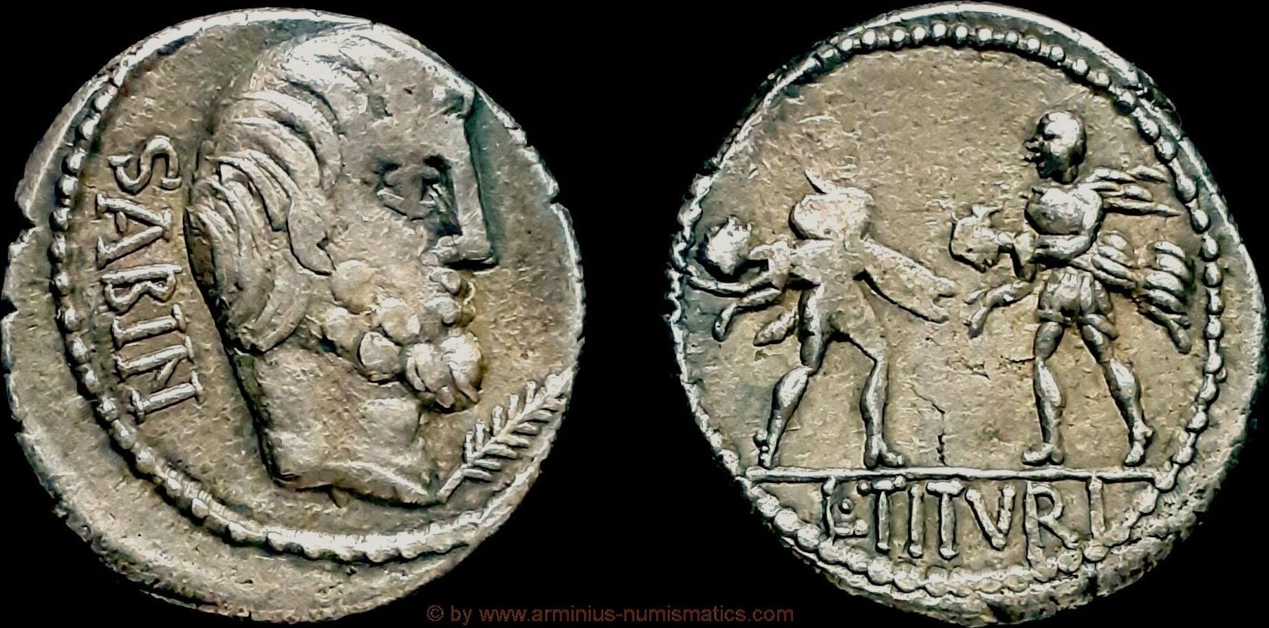 Roman Republic Denar 89 v. Chr. moneyer Lucius Titurius Sabinus ...