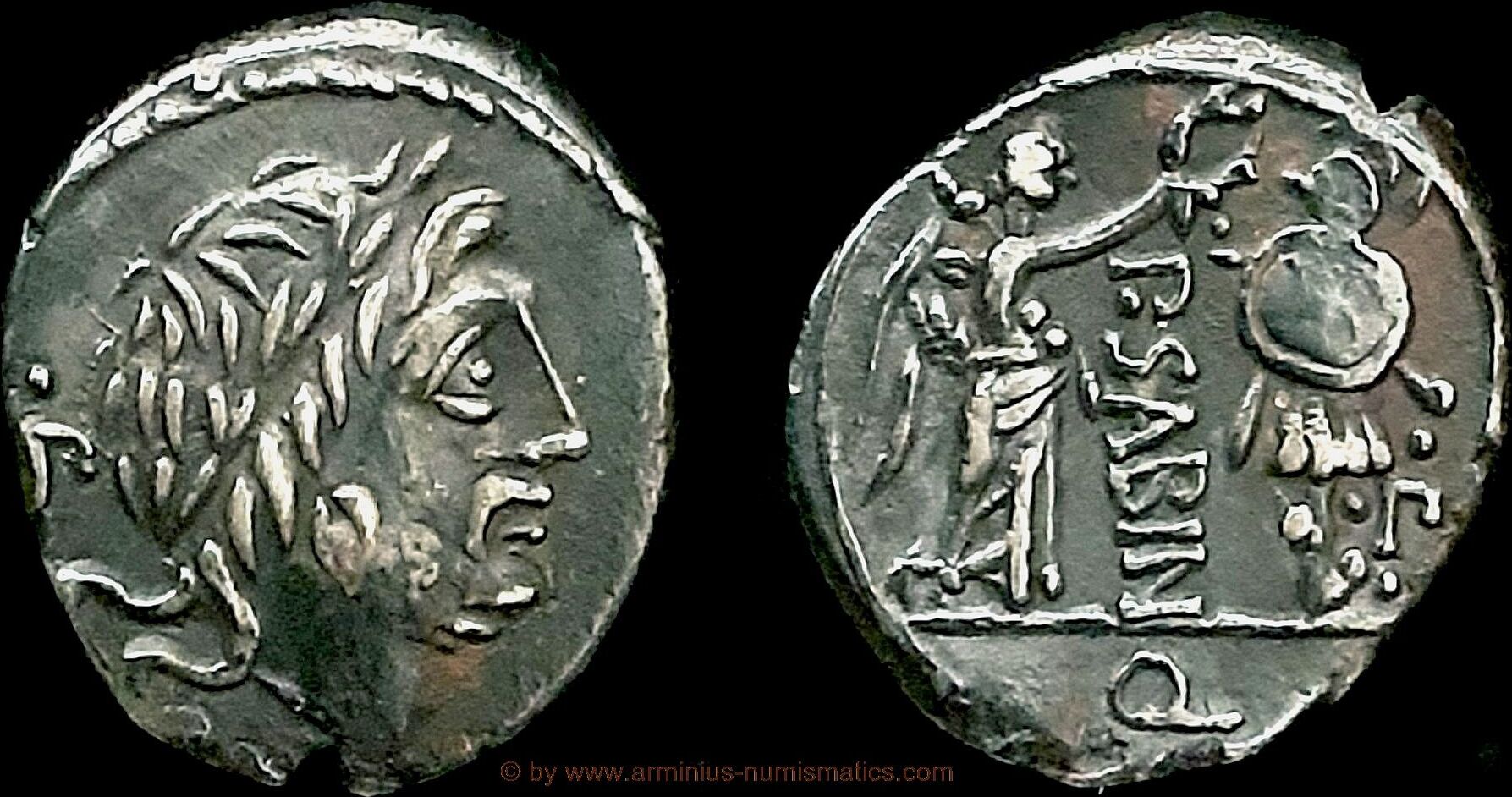 Roman Republic Quinarius 99 v. Chr. moneyer Publius Vettius Sabinus EF ...