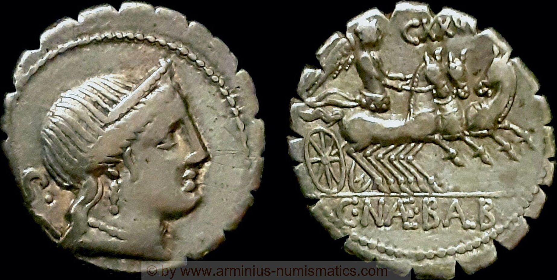 Roman Republic Denarius serratus 79 BC. moneyer Cnaeus Naevius Balbus ...