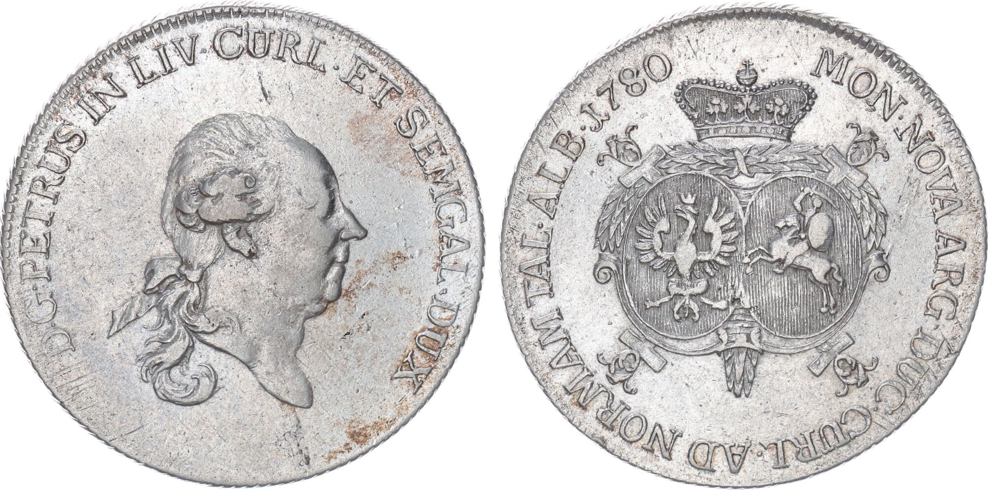 Lettland, Kurland Taler (Albertustaler) 1780 Mitau Peter Biron 1769 ...