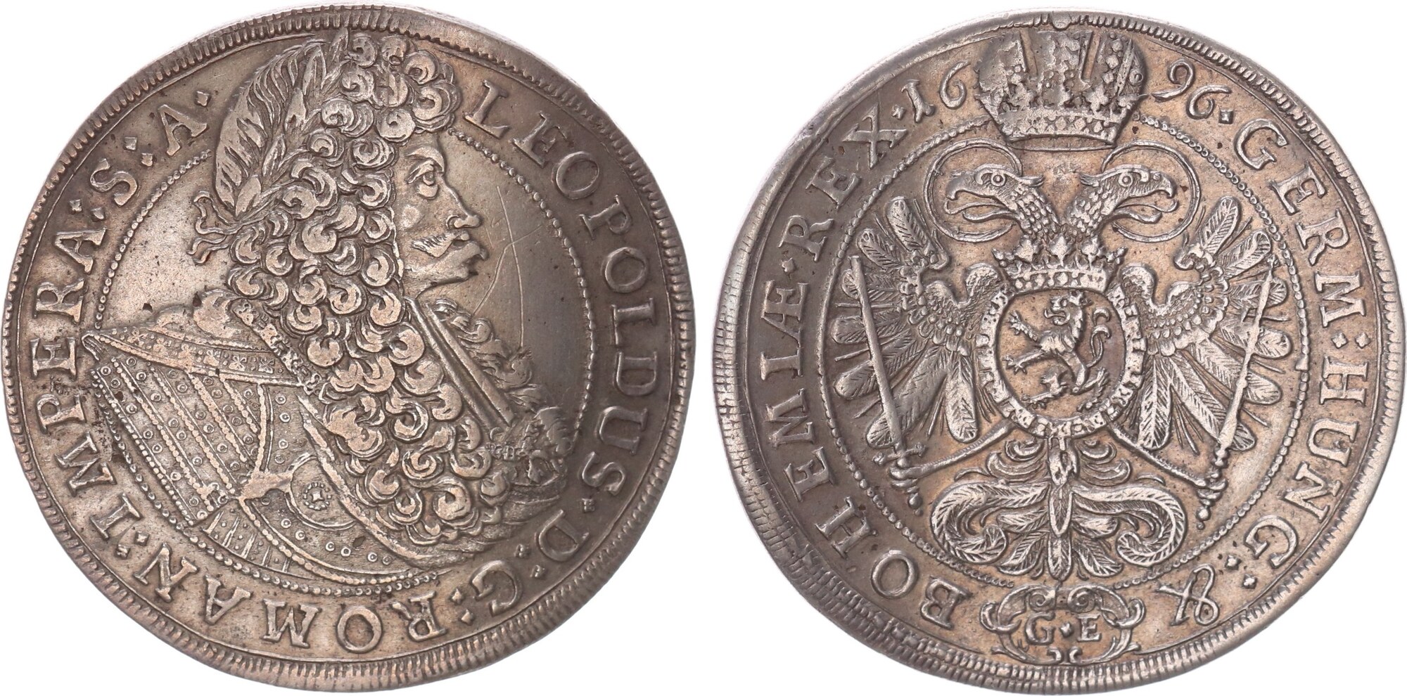 Römisch Deutsches Reich, Österreich Taler 1696 GE Prag Leopold I. 1657-1705 kl.Kr., aEF | MA-Shops