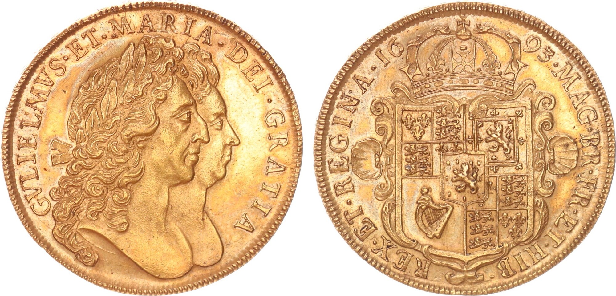 Großbritannien 5 Guineas 1693 London William III. and Mary 1689-1694 ...