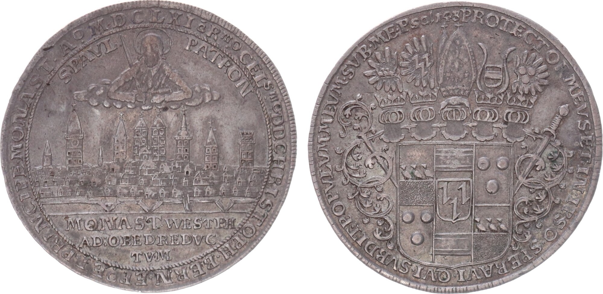 Münster-Bistum Taler 1661 Christoph Bernhard von Galen 1650-1678 VF-EF ...