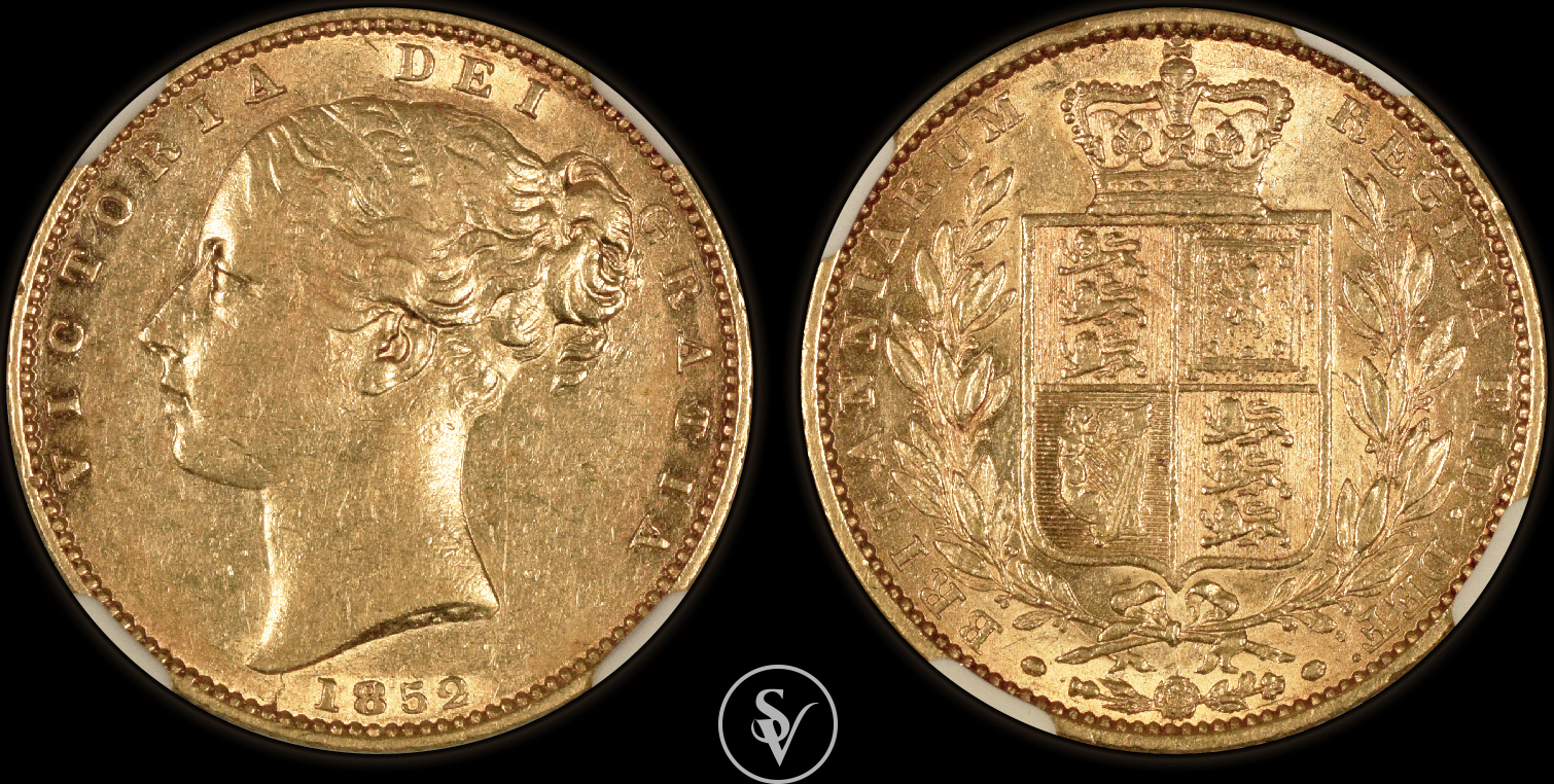 G.BRITAIN 1SOV 1852 RMS DOURO TREASURE NGC AU 55 | MA-Shops