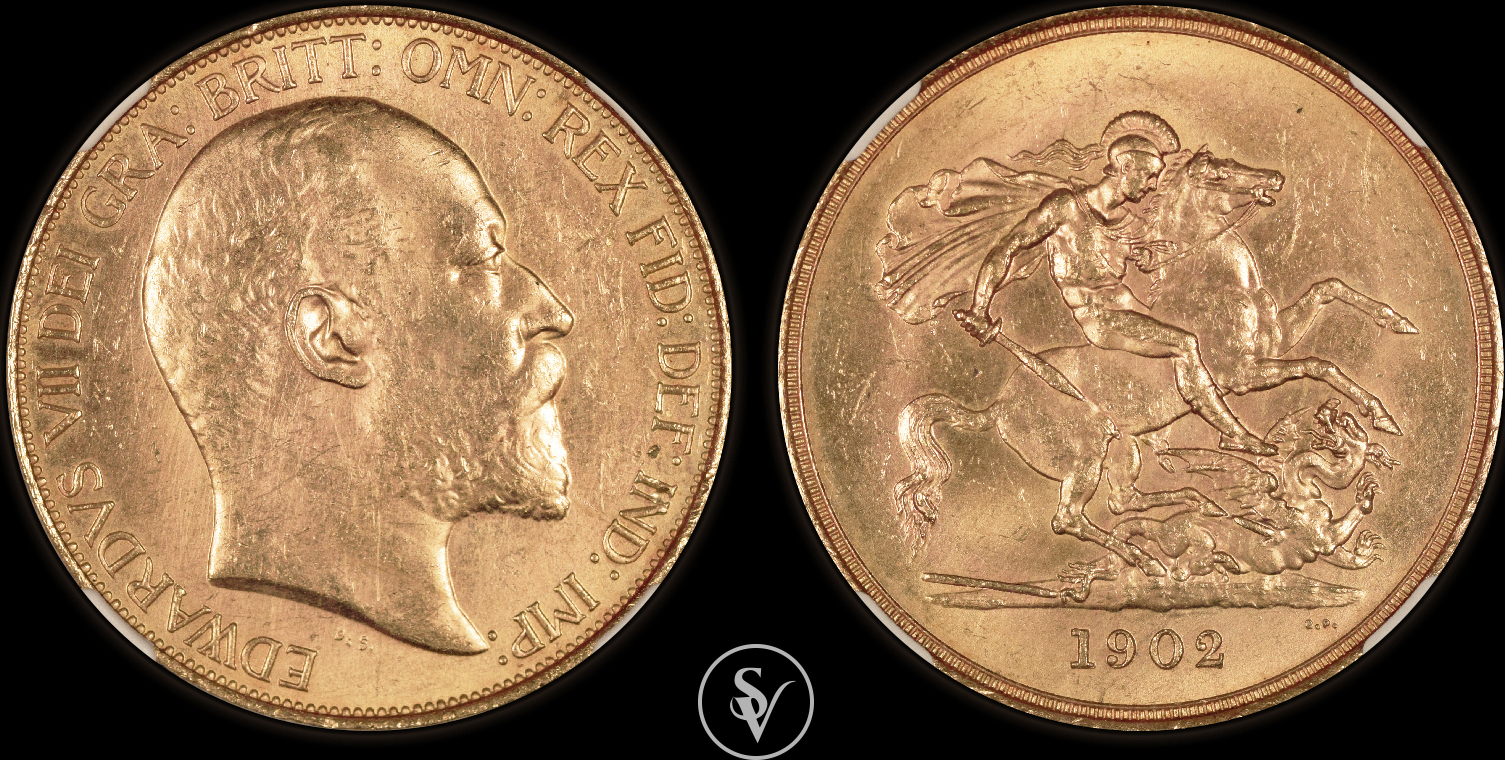 Great Britain 5 sovereign 1902 Edward VII MS63 NGC | MA-Shops