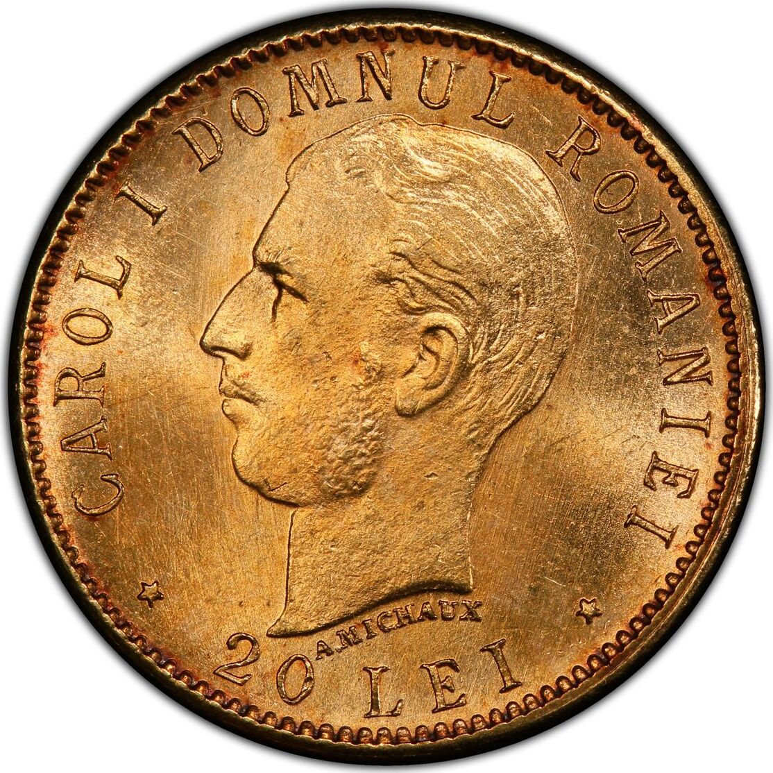 Romania 20 Lei 1906 Carol I PCGS MS63 