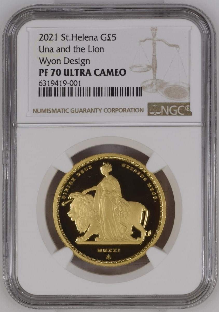 Saint Helena 5 pounds 2021 Una and the Lion PF70 ultra cameo | MA-Shops