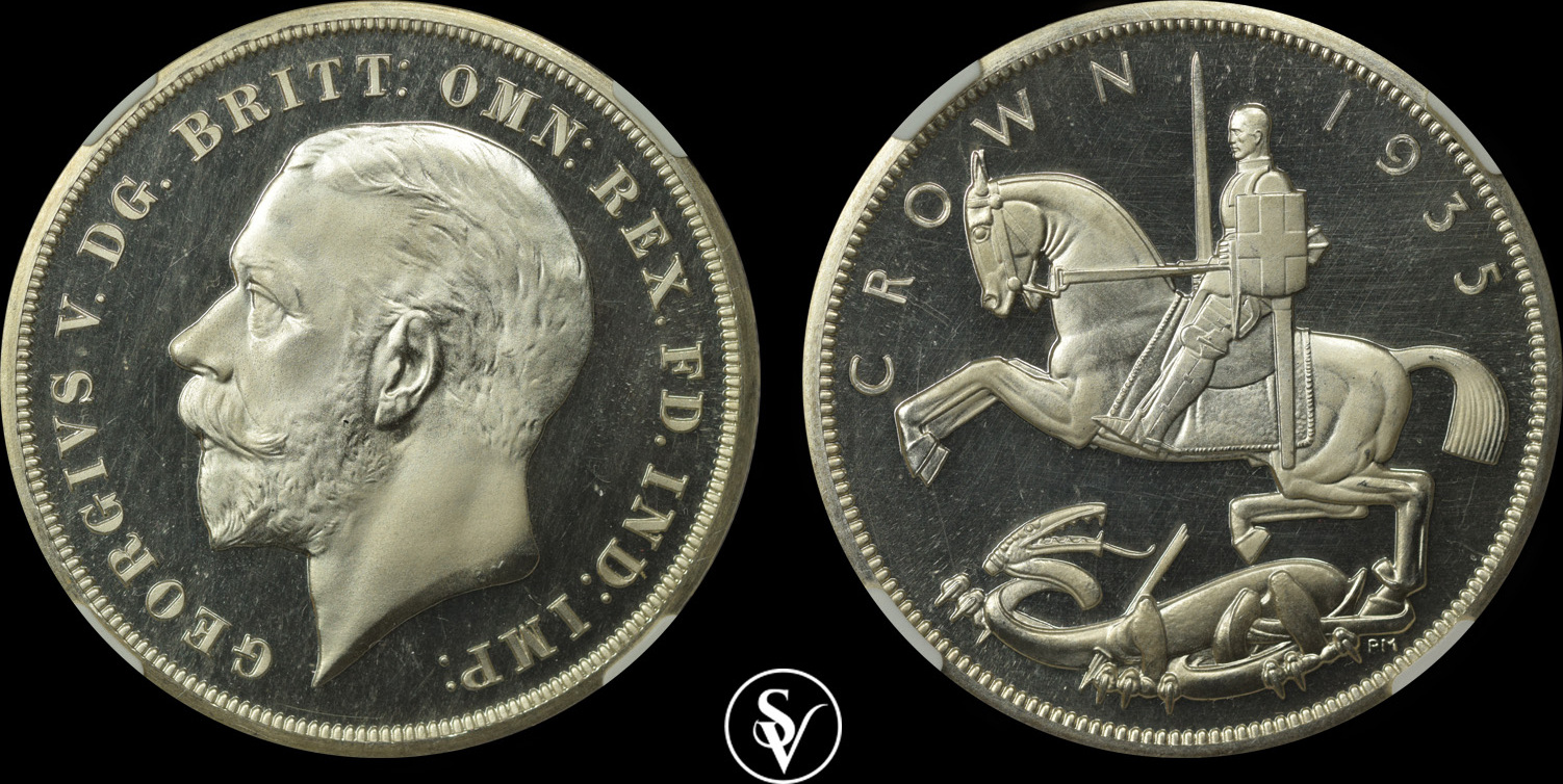 G.BRITAIN CROWN 1935 George V NGC PF 64+ ULTRA CAMEO | MA-Shops