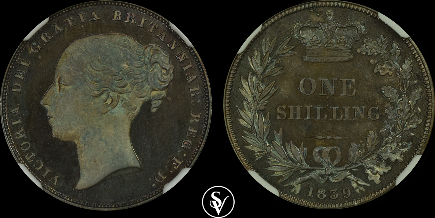 G.BRITAIN 1 Shilling 1839 Victoria proof NGC PF 67* CAMEO | MA-Shops