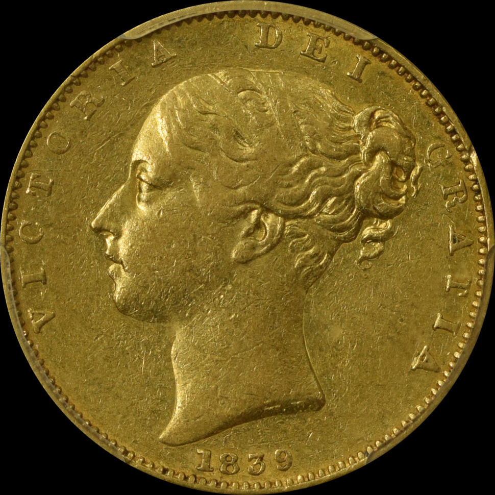 Great Britain sovereign 1839 Victoria shield AU53 | MA-Shops