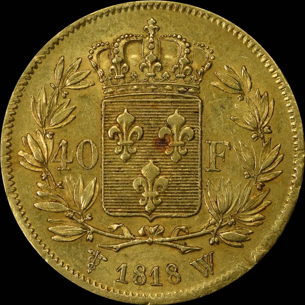 France 40 Francs 1818 W Louis XVIII | MA-Shops