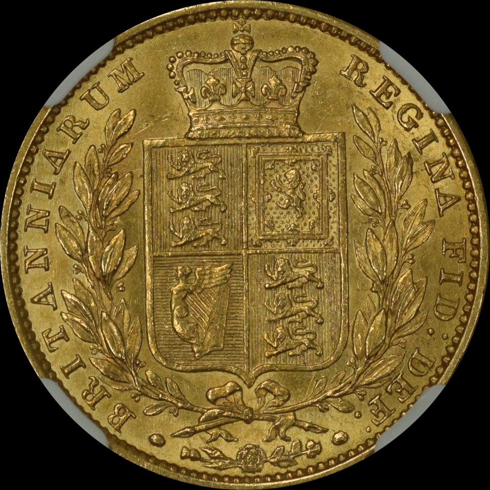 G.BRITAIN 1 sovereign 1856 Victoria shield Douro Treasure NGC AU 58 ...