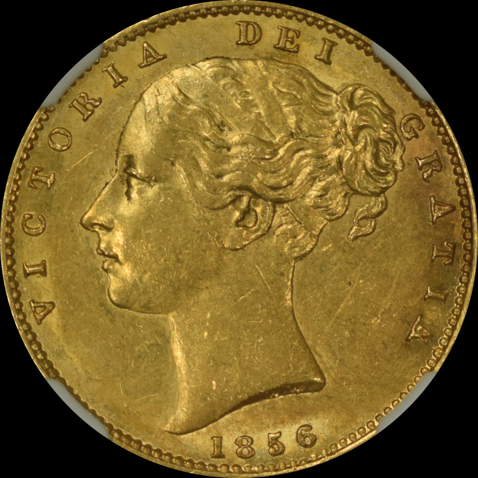 G.BRITAIN 1 sovereign 1856 Victoria shield Douro Treasure NGC AU 58 ...