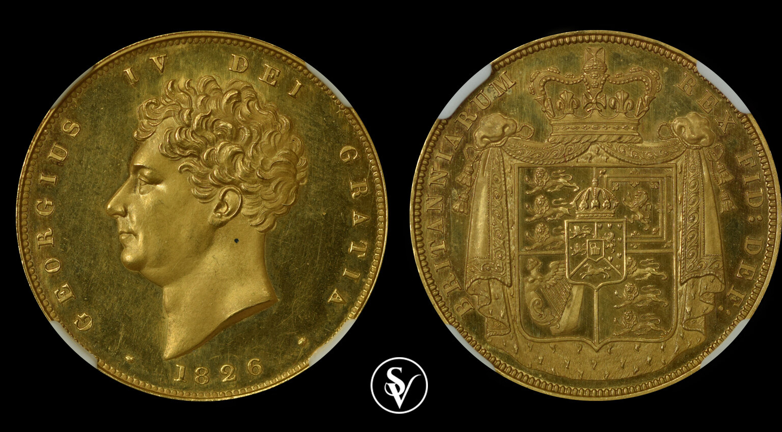 G.BRITAIN 2 pounds 1826 George IV Shield reverse NGC PF 64 ULTRA CAMEO ...