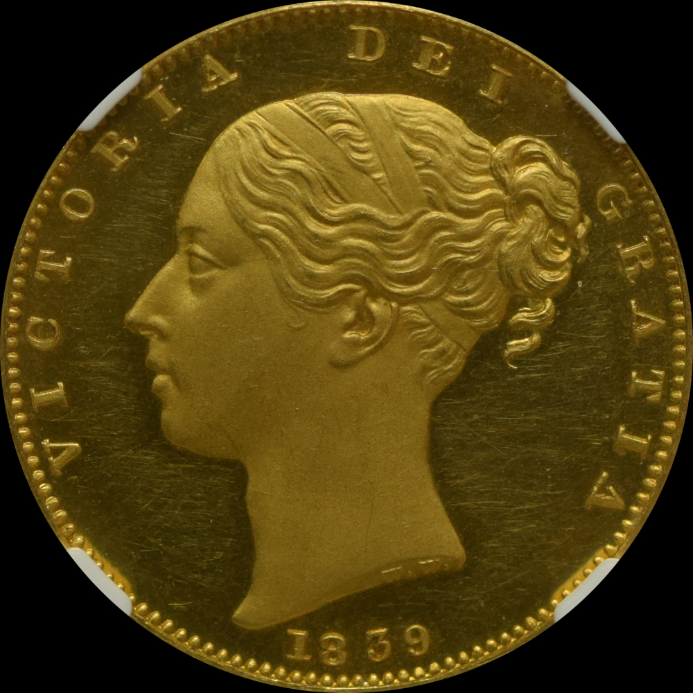 G.BRITAIN 1 sovereign 1839 Victoria proof shield NGC PF 63 ULTRA CAMEO ...