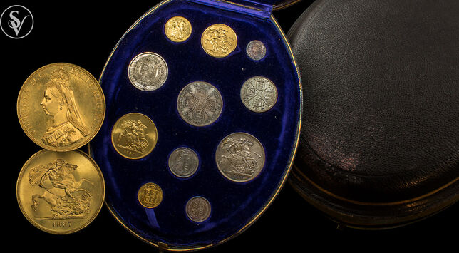 Great Britain 1887 Victoria Jubilee head 11 coin set gold and silver ...