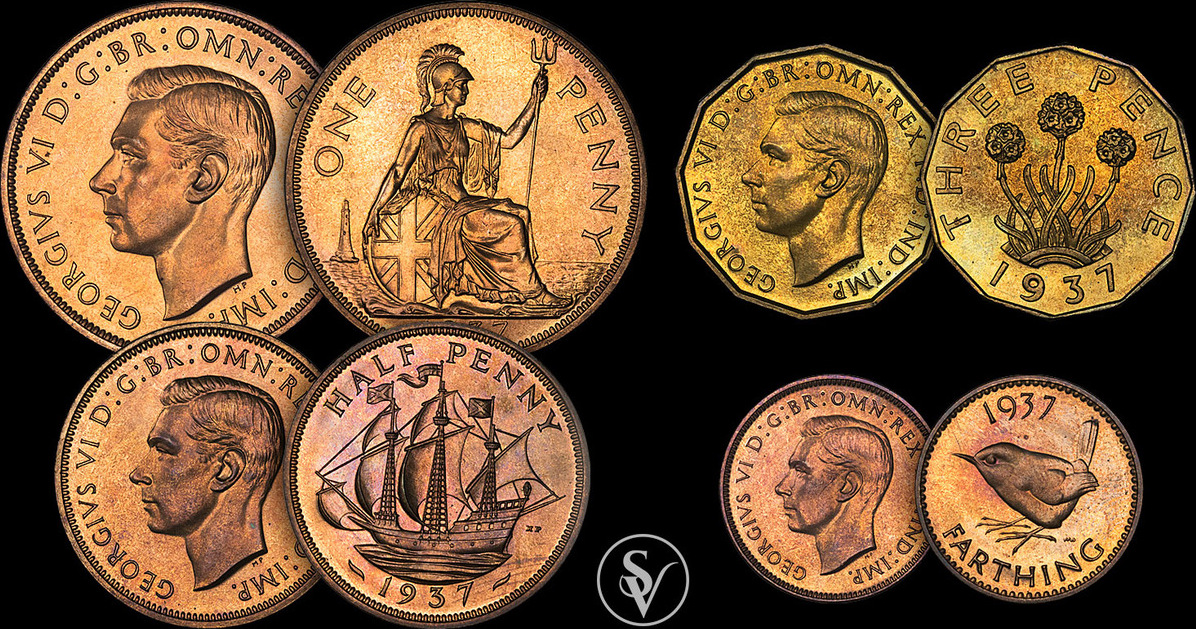 Great Britain 1937 George VI Specimen proof 15 coin set | MA-Shops