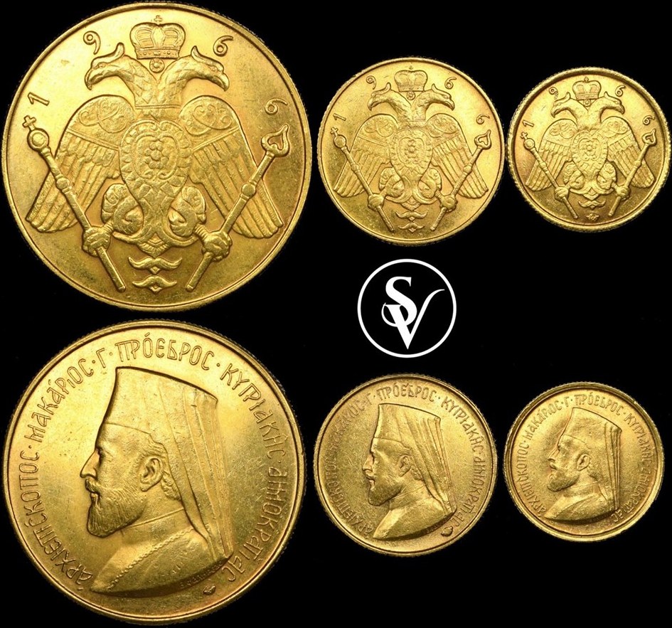 Cyprus 1966 Archbishop Makarios gold 3 coin set | MA-Shops