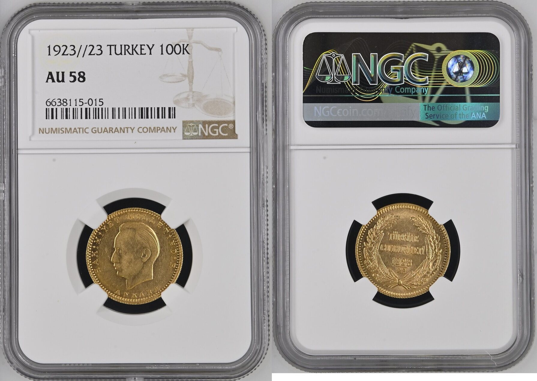 TURKEY 100 Kurus 1923//23 İsmet İnönü NGC AU 58 | MA-Shops