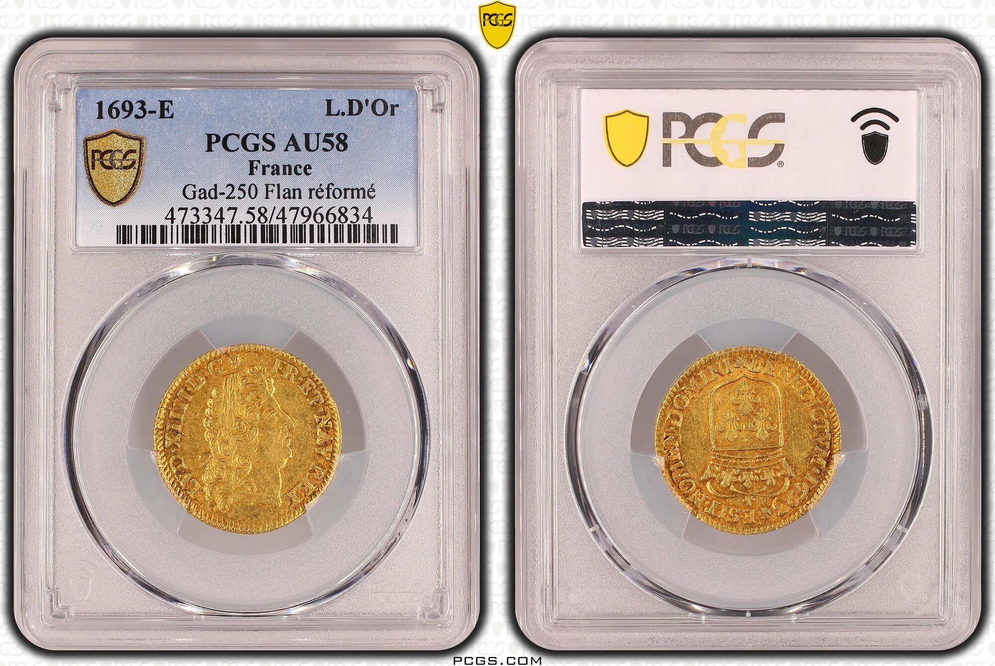 FRANCE Louis XIV - Louis d'or 1693 Tours - PCGS AU58 - TOP POP | MA-Shops