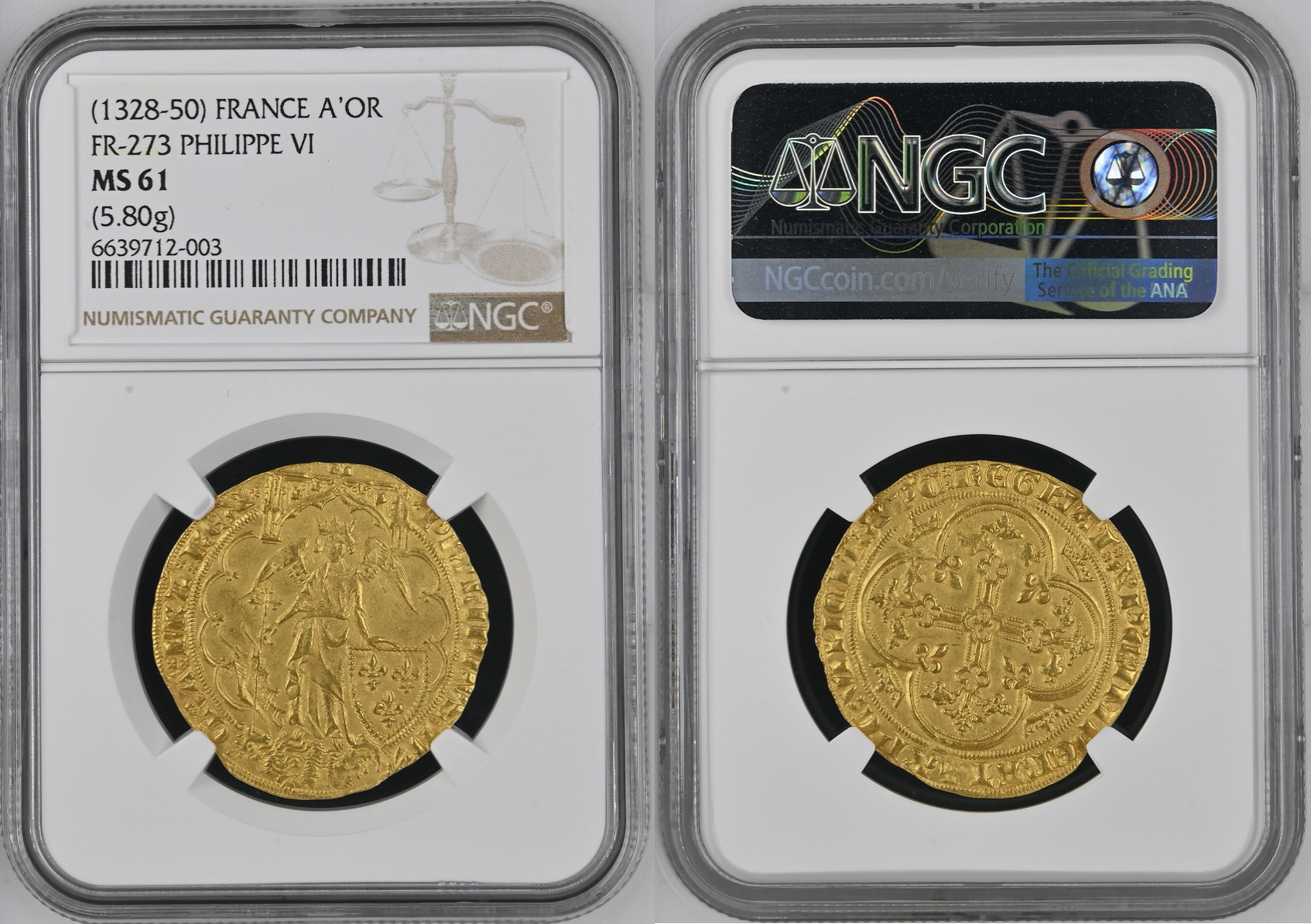 FRANCE 1328-1350 Philippe VI - Ange d'or - NGC MS 61 | MA-Shops