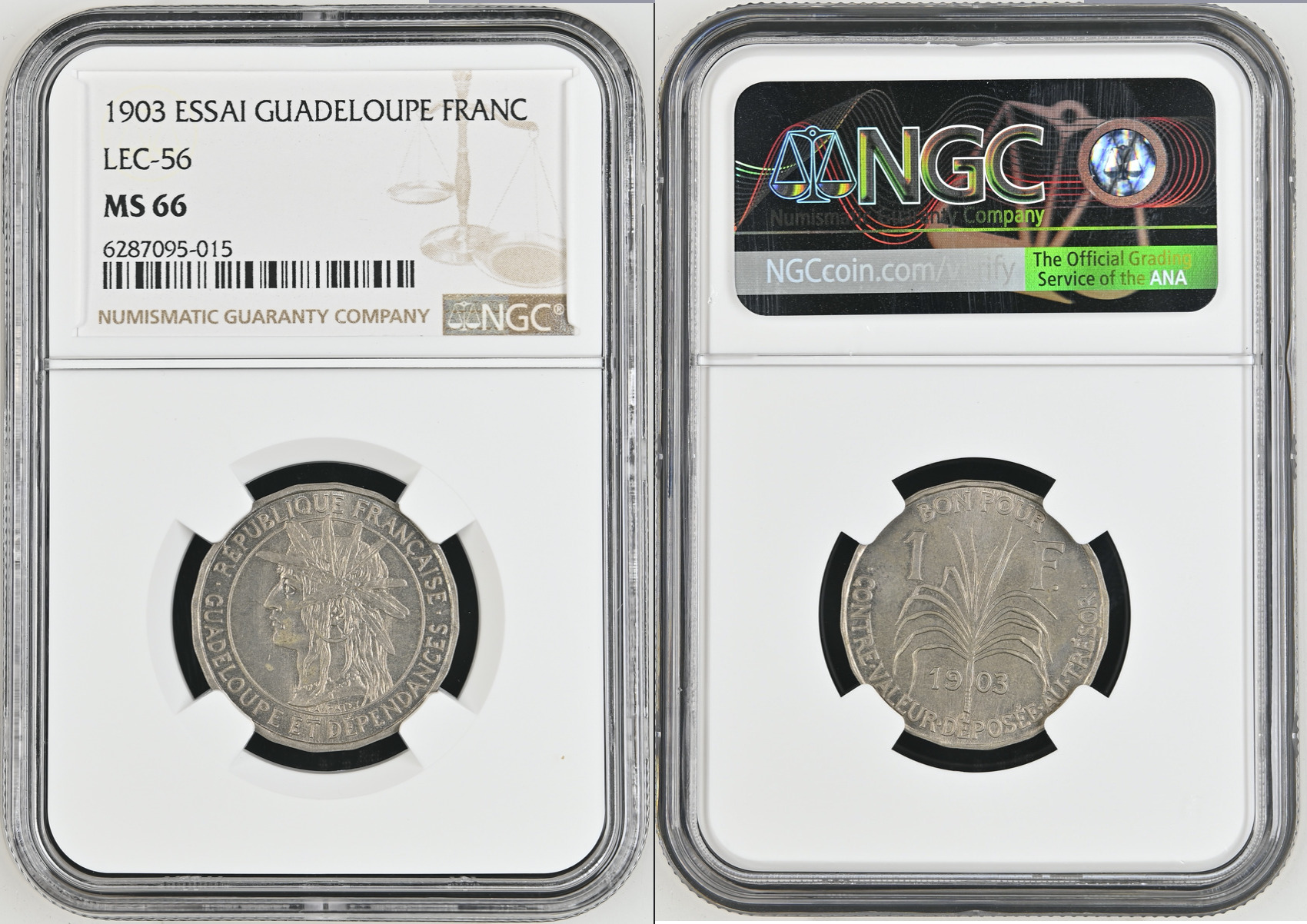 GUADELOUPE FRANC 1903 ESSAI NGC MS 66 | MA-Shops