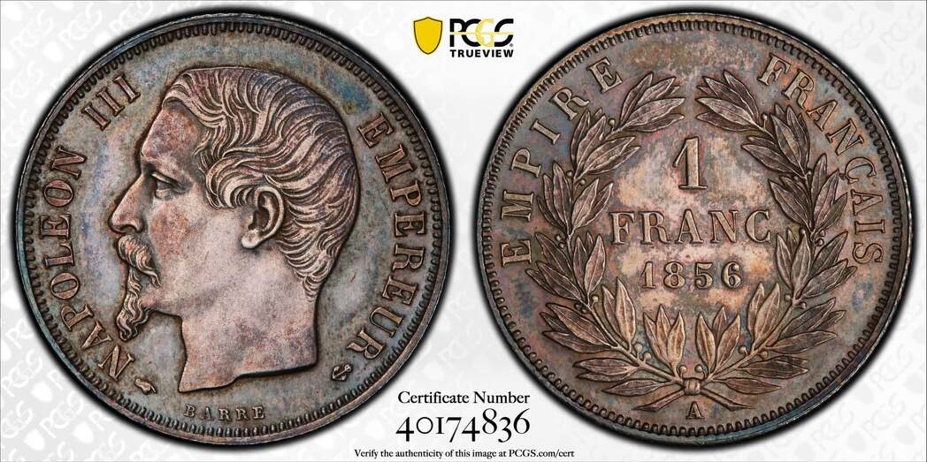 France - Napoléon III - 1 franc 1856 A - PCGS PR64 - TOP POP | MA-Shops