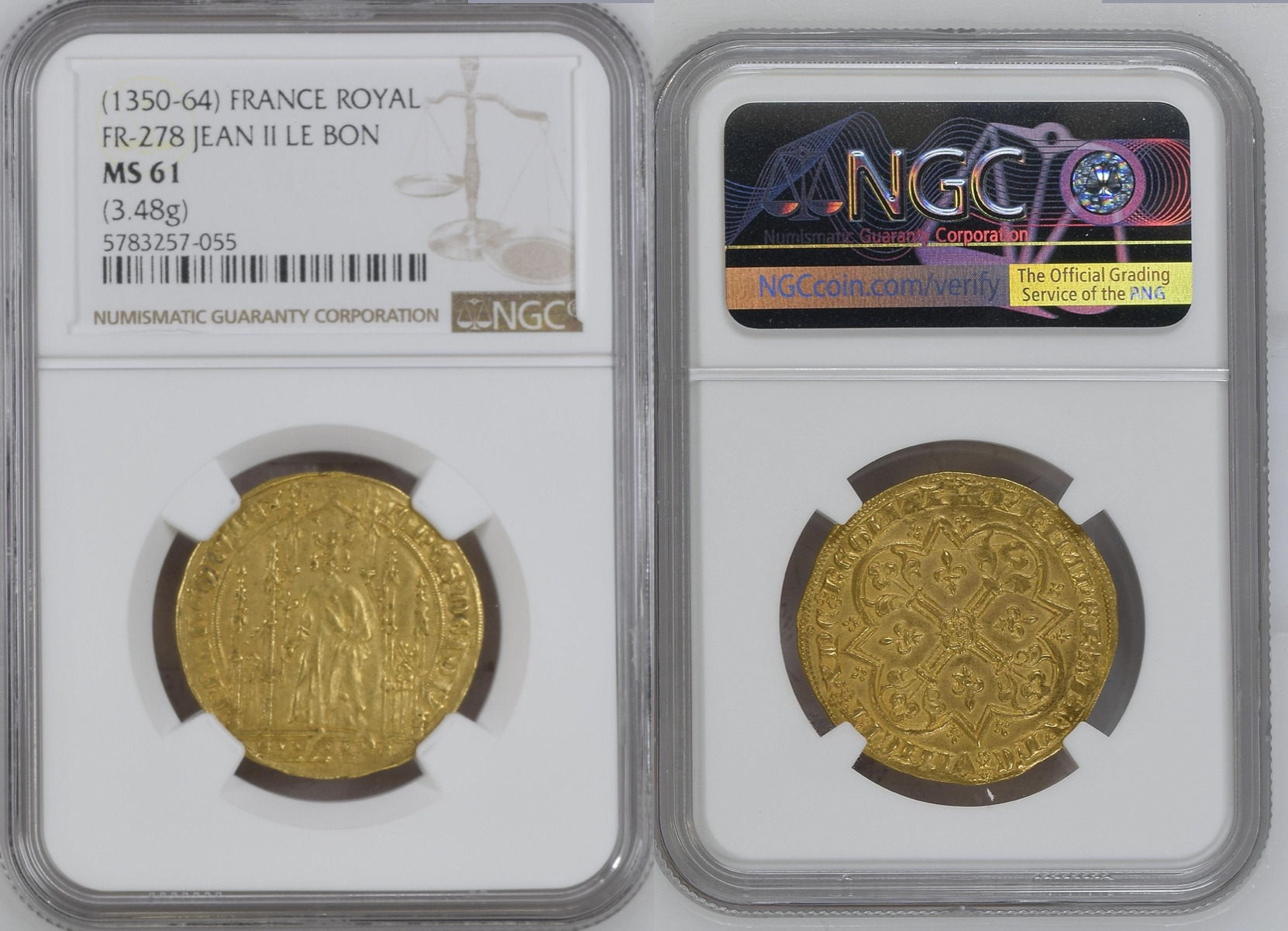 FRANCE 1350-1364 Jean II le Bon - Royal d'or - NGC MS 61 | MA-Shops