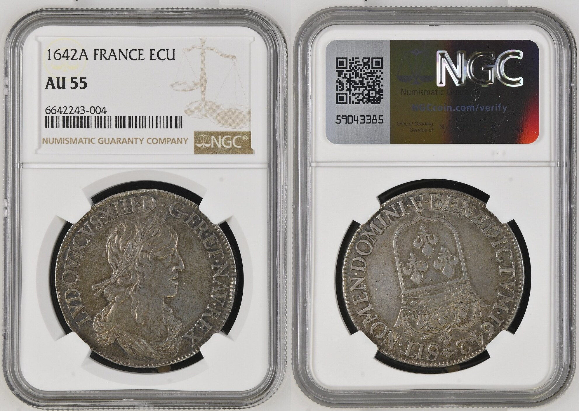 FRANCE Louis XIII - Ecu de 60 Sols 1642 Paris - NGC AU55 NGC AU 55 | MA ...