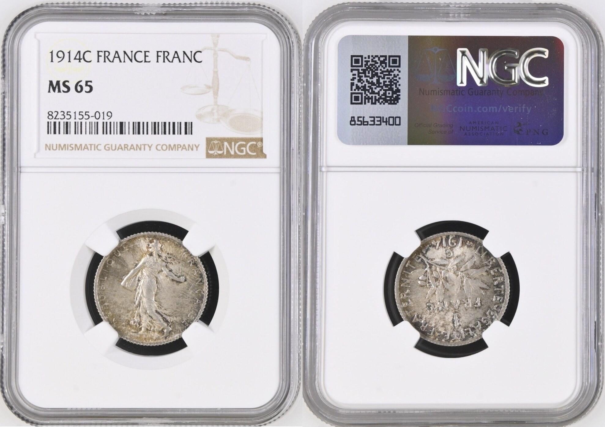 1914C France - 1 francs Semeuse 1914 castelsarrasin - NGC MS65 NGC MS 65 | MA-Shops