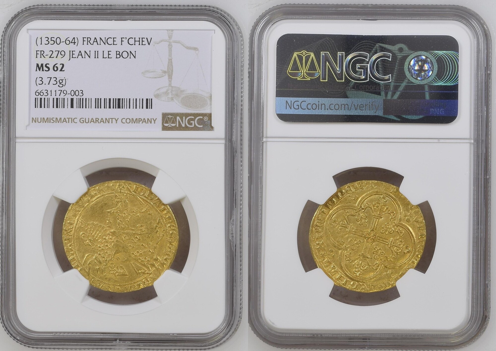 France - Jean II Le Bon - Franc à cheval - NGC MS 62 | MA-Shops