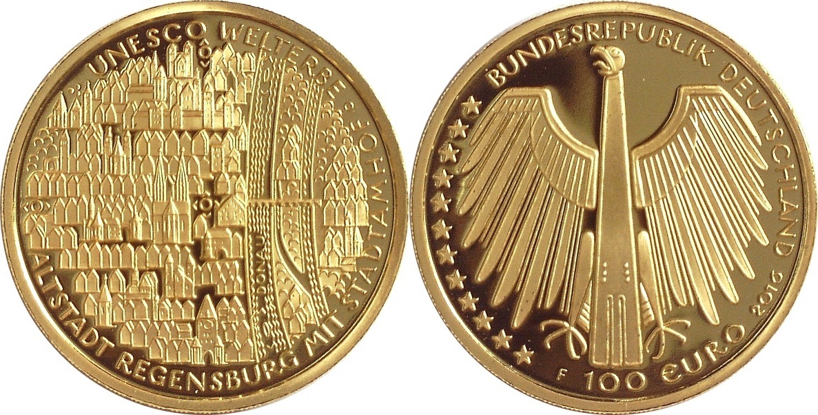 Deutschland, BRD, Germany 100 Euro 2016 (F) 1/2 oz - Regensburger ...