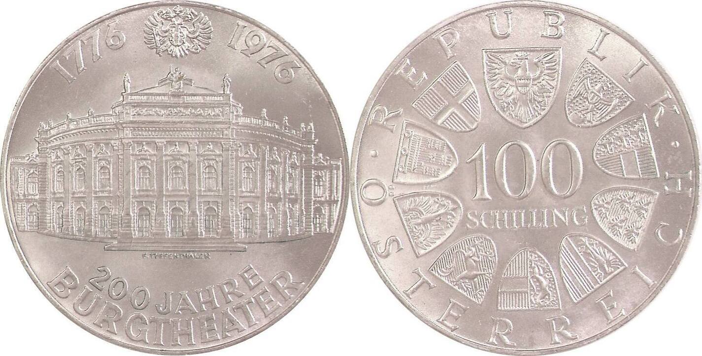Österreich 100 Schilling 1976 200 Jahre Burgtheater Wien EF leichter ...