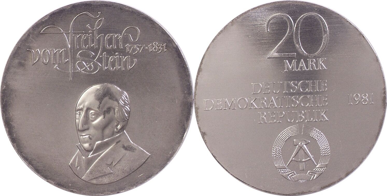 Deutsche Demokratische Republik, DDR 20 Mark 1981 (A) 150. Todestag von ...