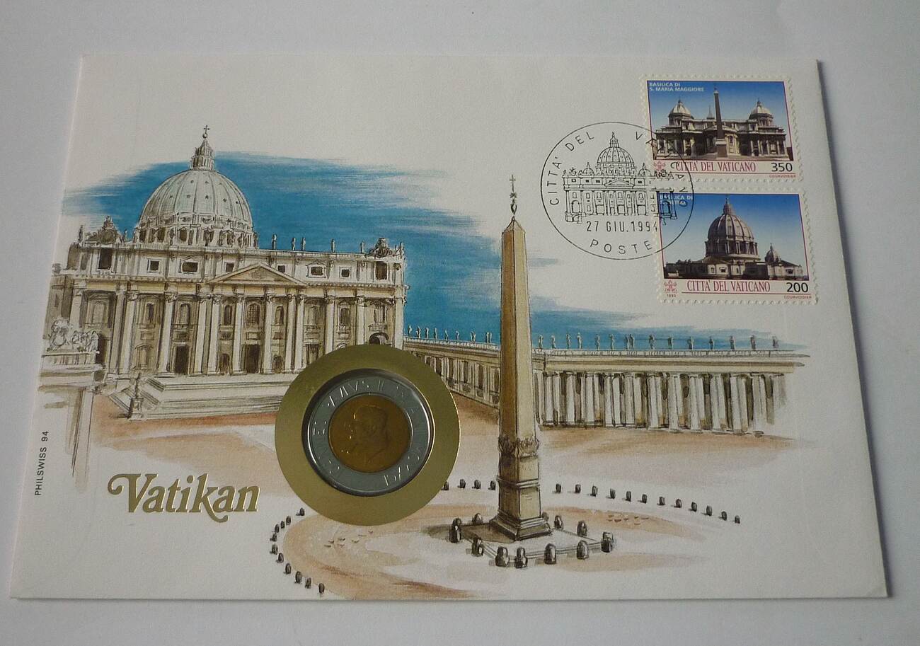 Vatikanstadt, Vatikan, Vatican 500 Lire 1991 Numisbrief - Papst Johannes Paul II. (1979 - 2001 ...
