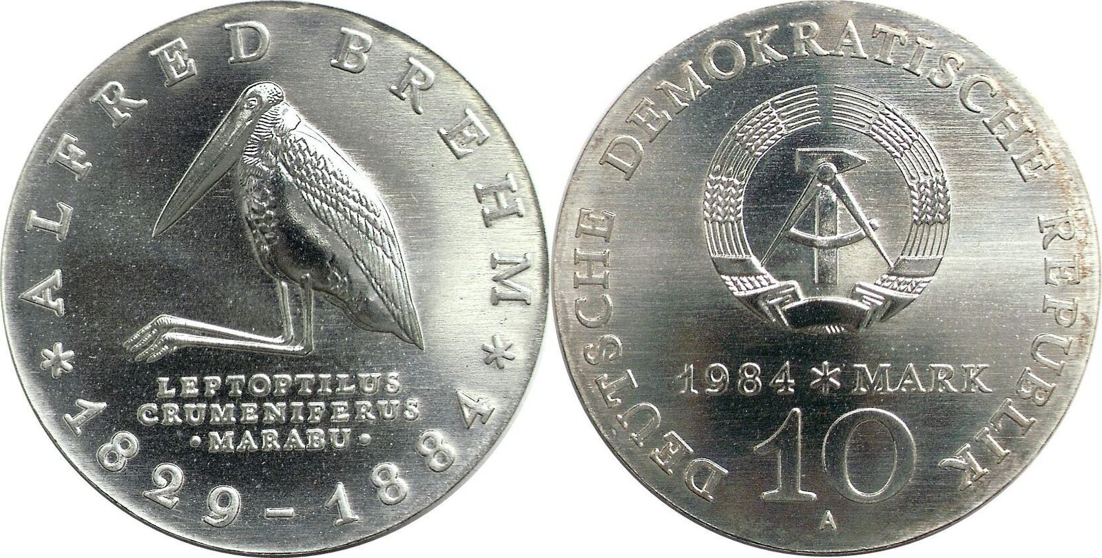 Deutsche Demokratische Republik, DDR 10 Mark 1984 100. Todestag von ...