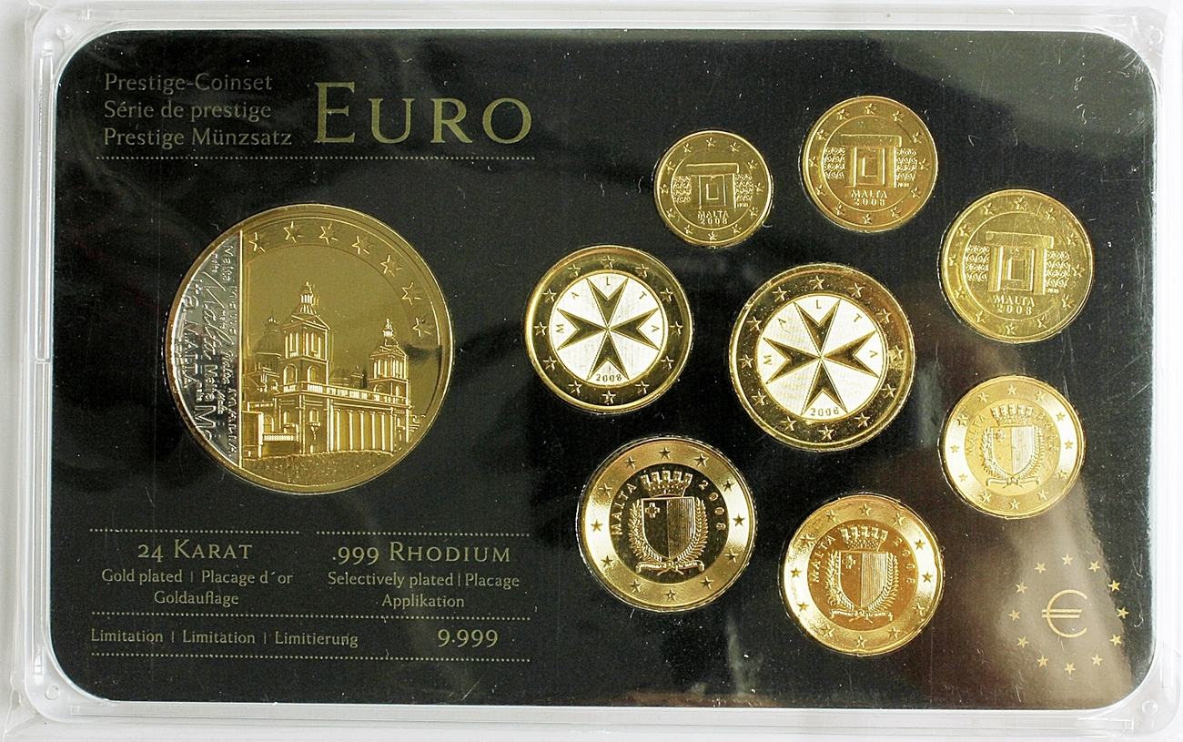 Kursmünzensatz - Malta (Prestige Münzsatz) 24 Karat vergoldet .999 ...