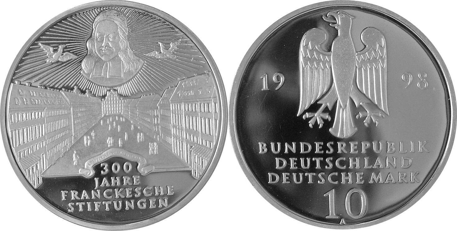 Deutschland, BRD, Germany 10 DM 1998 (A) 300 Jahre Franckesche ...