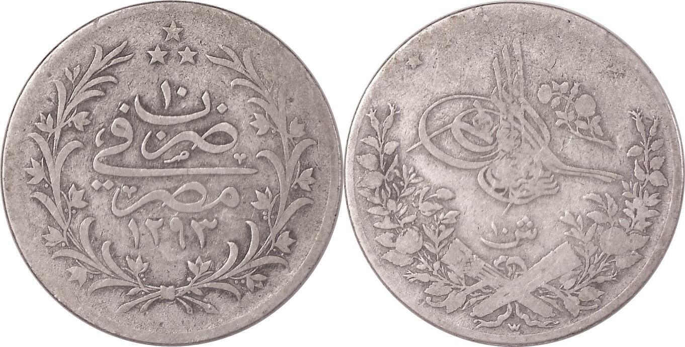 Ägypten, Egypt 10 Qirsh 1293/10 Abd al Hamad II. 1876-1909 s | MA-Shops