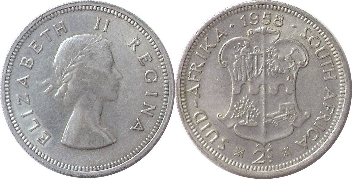 Südafrika 2 Shillings 1958 Elizabeth II. 1952-1961 VF | MA-Shops