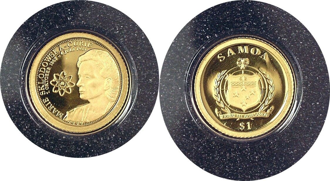 Samoa (Apia) 1 Dollar 2009 Marie Curie Proof gekapselt mit Zertifikat ...