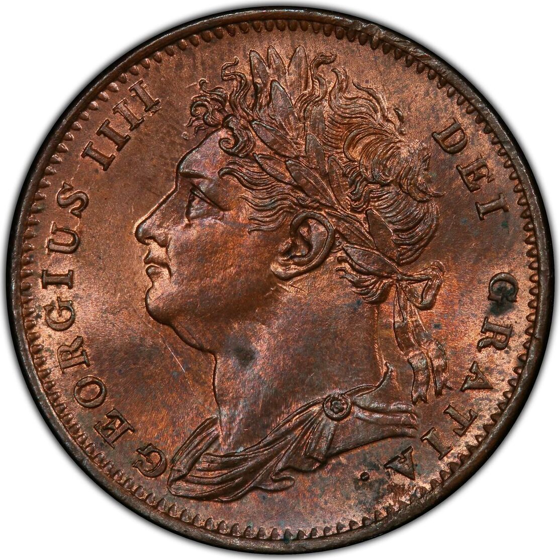 Great Britain 1/4D 1825 George IV S-3822, RB MS63RB | MA-Shops