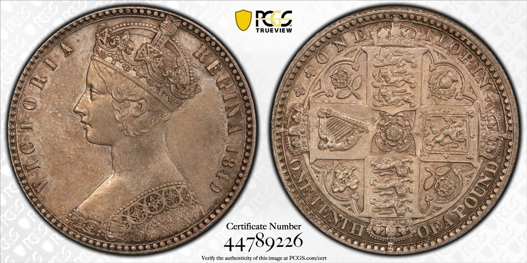 Great Britain Florin 1849 PCGS AU58 | MA-Shops