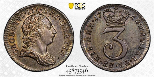 Great Britain GEORGE III 1762 3D PCGS MS 63 S-3753 | MA-Shops